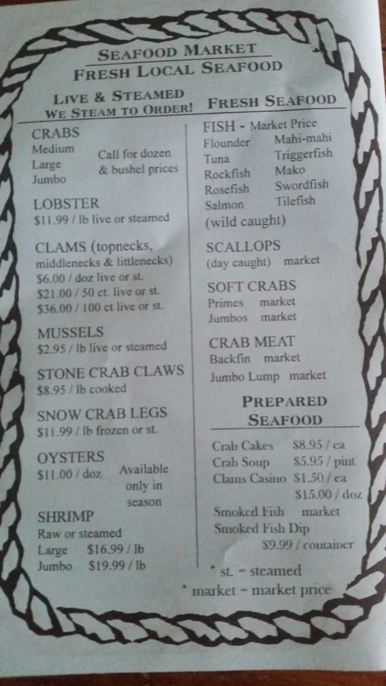 Menu at Captain Mac's Fish House & Seafood Market restaurant, USA