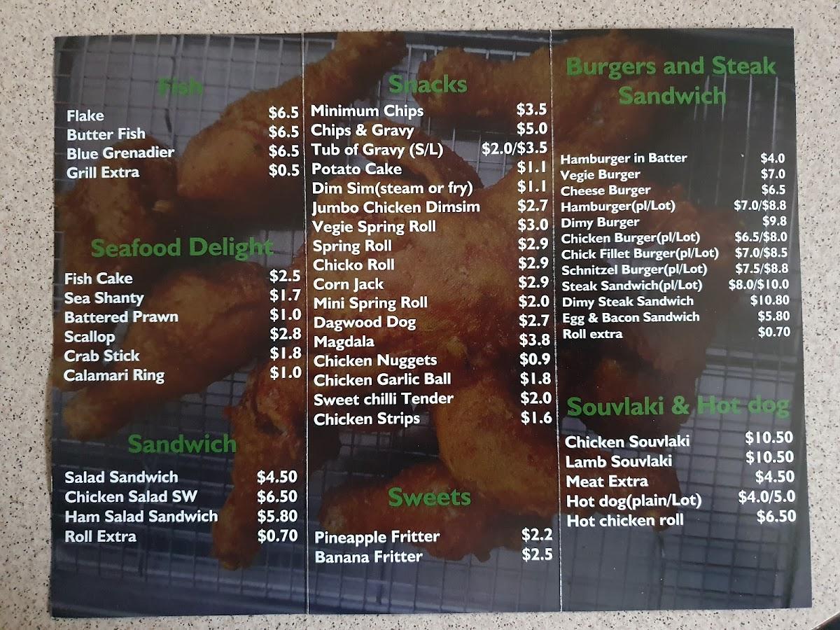 Menu at Dimboola Cafe, Dimboola