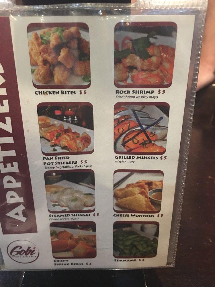 Menu at Gobi Mongolian Grill pub & bar, Southington
