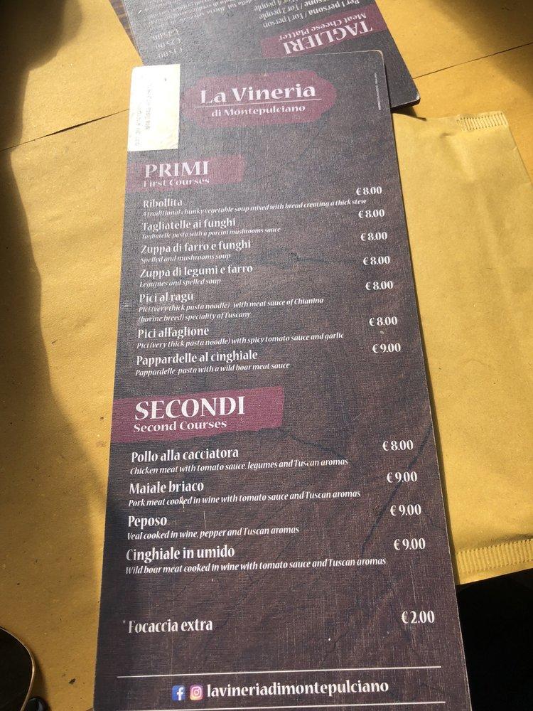 Speisekarte von La Trattoria pub & Bar, Montepulciano