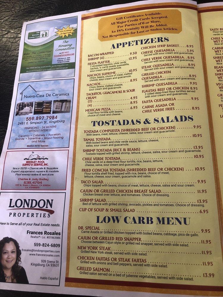Menu at Los Pepes Authentic Mexican Food restaurant, Kingsburg