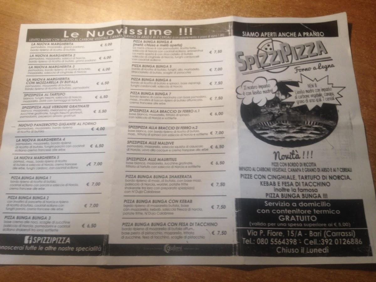 Menu da Spizzipizza pizzeria, Bari