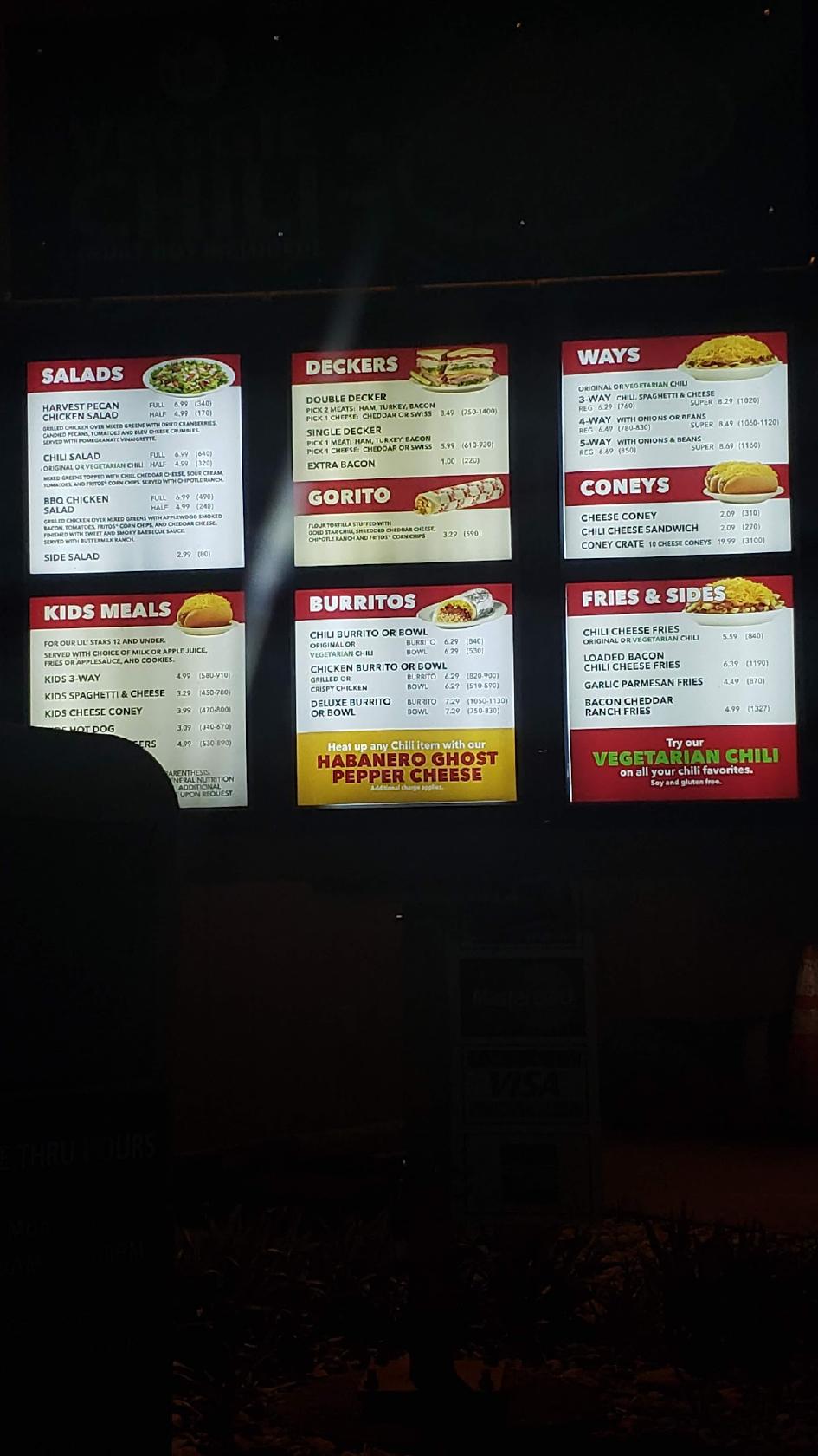 Menu at Gold Star fast food, Cincinnati, Winton Rd