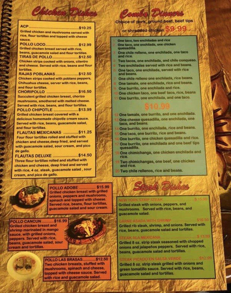 Menu at Las Brasas Grill restaurant, East Aurora