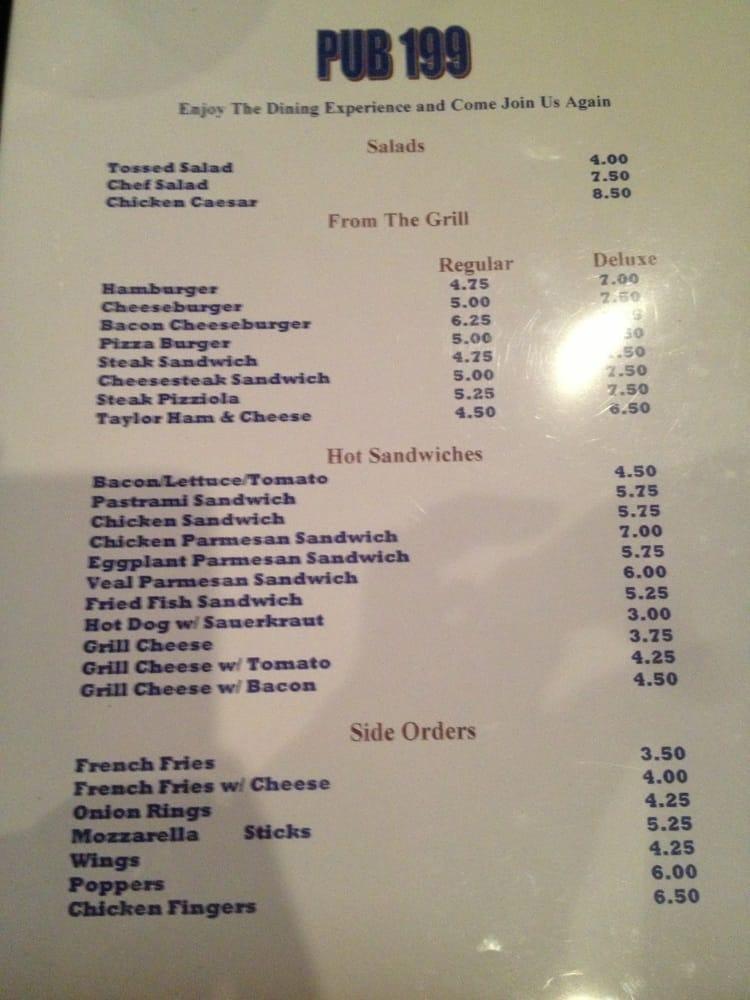 Menu at Pub 199, Mount Arlington