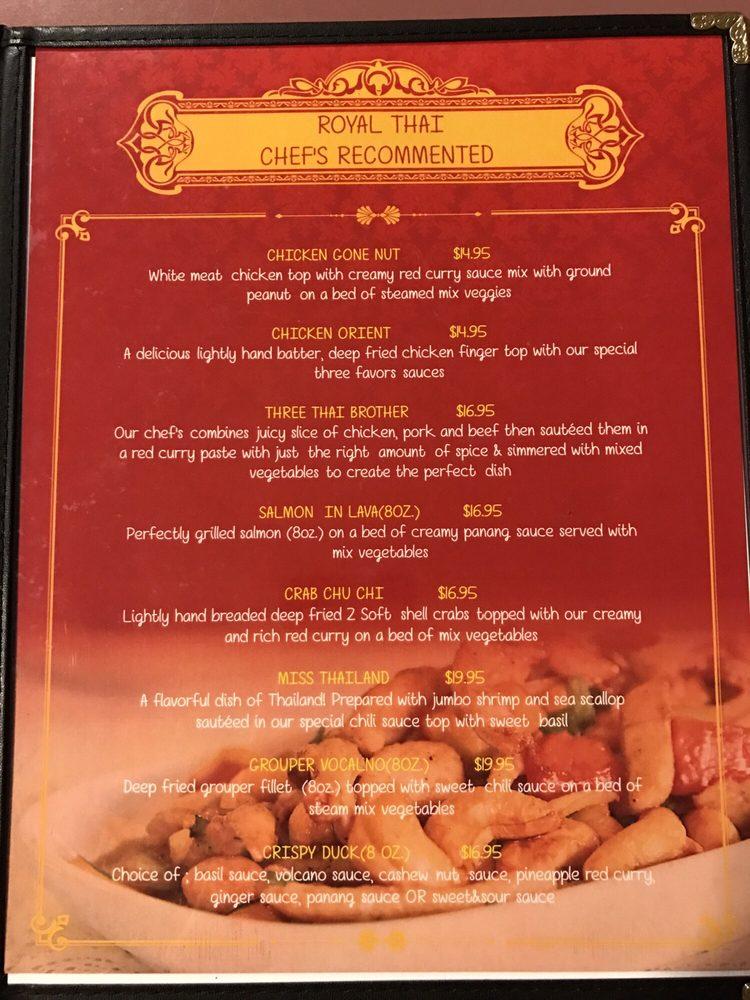 Menu at Royal Thai restaurant, Panama City