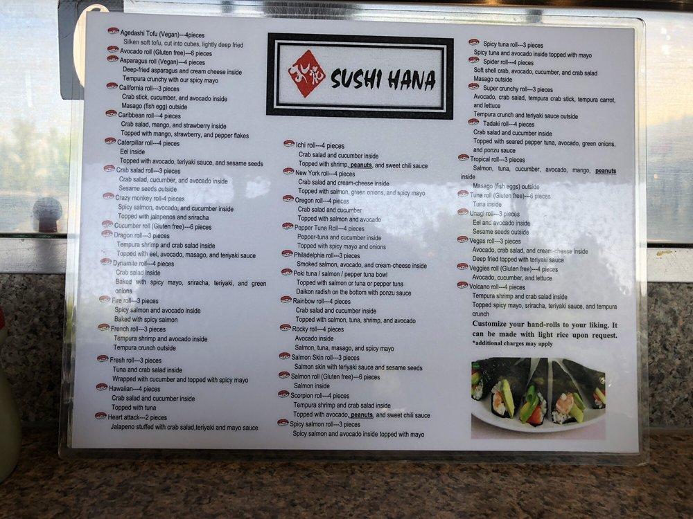 Menu at Sushi Hana restaurant, Tigard, SW Hall Blvd #142