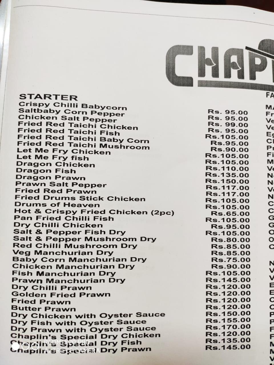 Menu at CHAPLIN RESTAURANT & SODA PUB, Kolkata