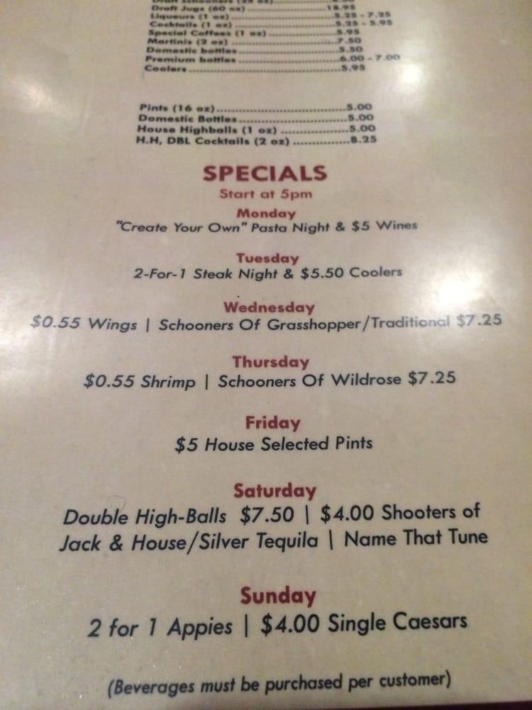 Menu at Fargos Restaurant and Lounge, Edmonton