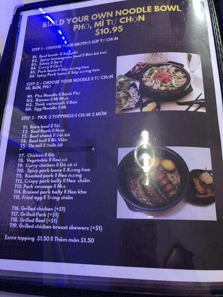 Menu at Pho 128 restaurant, Vaughan
