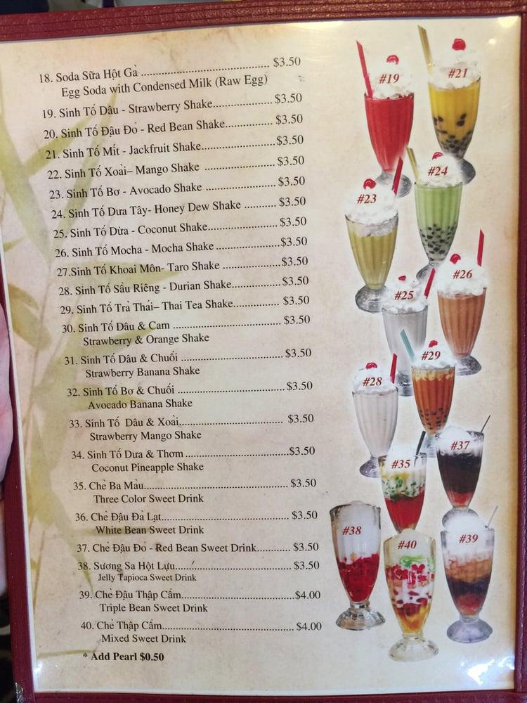 Menu at Pho Bac Noodle Palace restaurant, Modesto