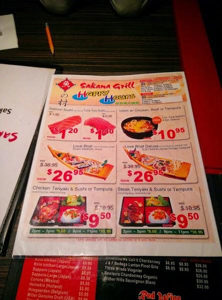 Menu at Ponshu restaurant, Calgary