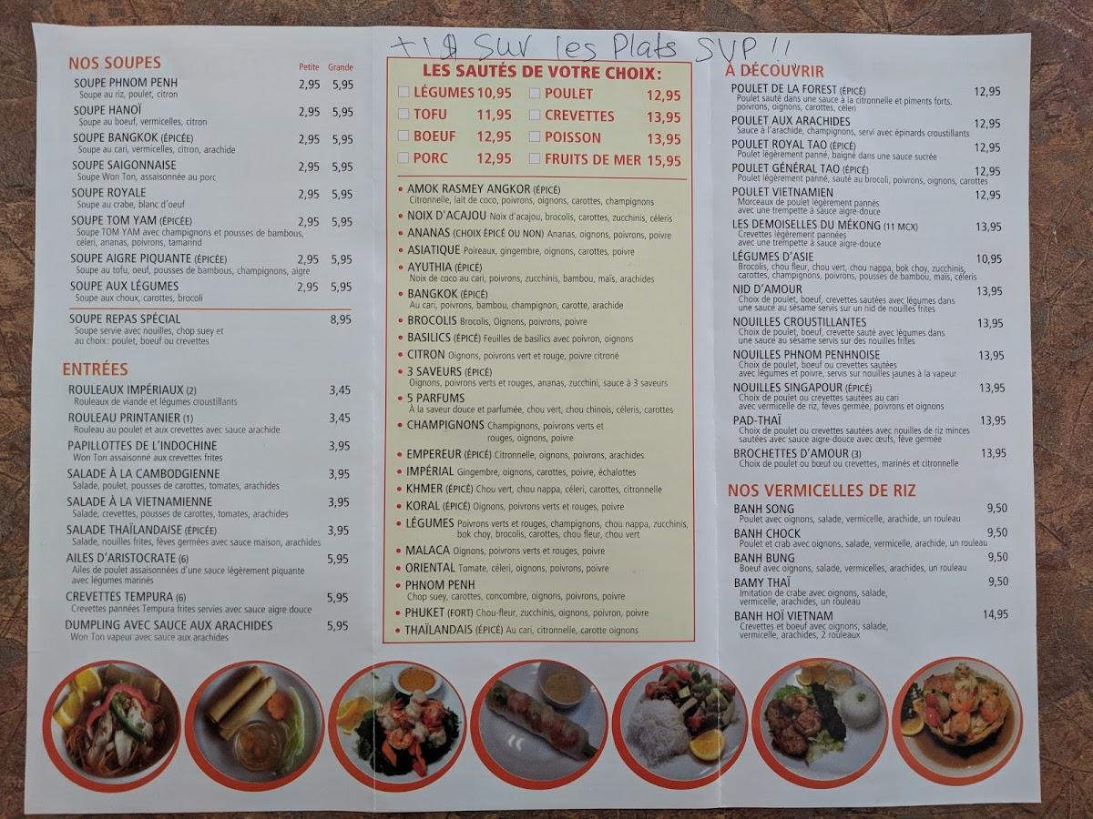 Menu au Rasmey Angkor Restaurant, Mascouche