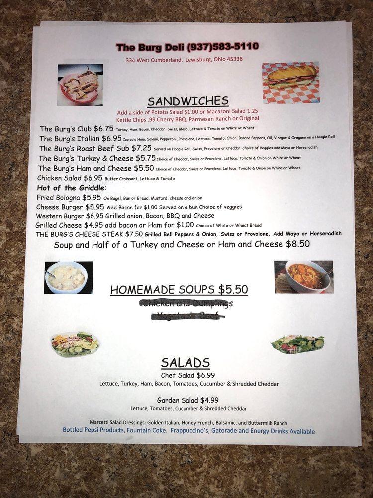 Menu at The Burg Deli & Eatery restaurant, Lewisburg