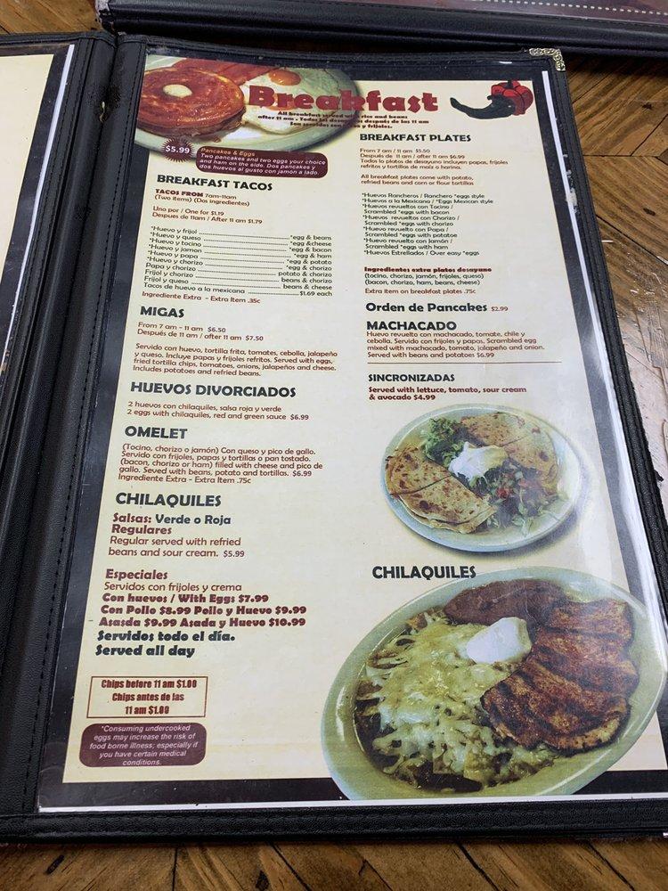 Menu at Taquerias Arandinas restaurant, Round Rock