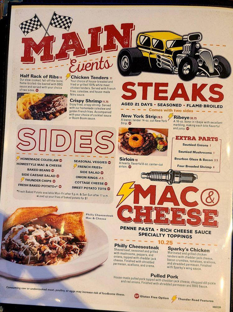 Menu at Thunder Road Grill pub & bar, Grand Island