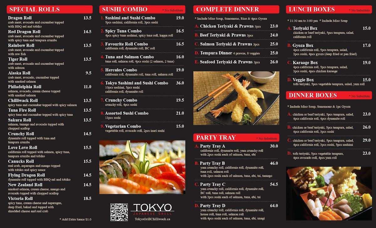 Menu at Tokyo Japanese Grill & CM Chicken restaurant, Chilliwack