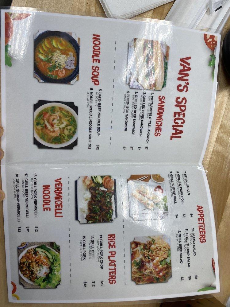 Menu at Van Vietnamese Cuisine restaurant, Hilo