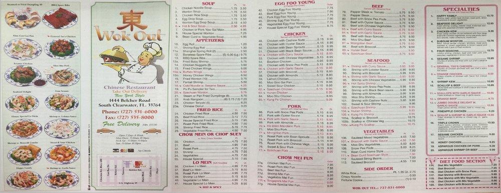 Menu at Wok Out Restaurant, Clearwater