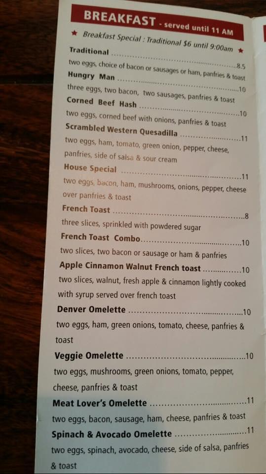 Menu at Cornerstone cafe on 96th, Langley Township