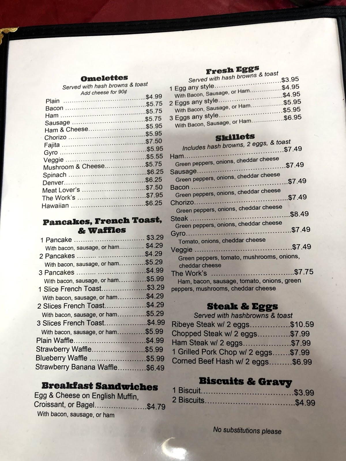 Menu at Double Country Restaurant, Spring Valley