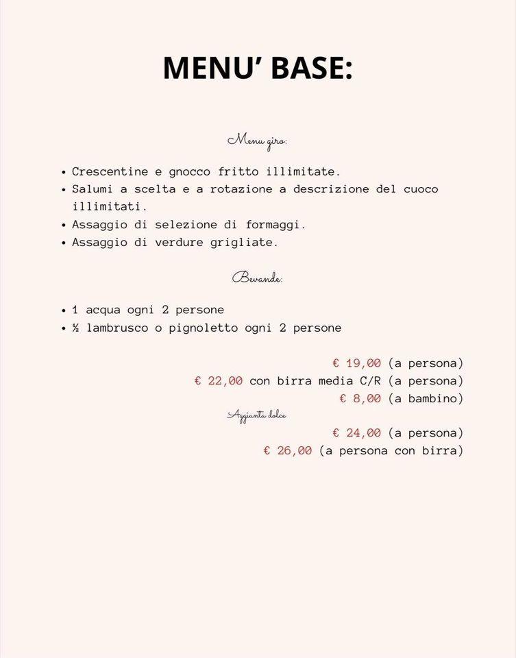 Menu at La Rustica restaurant, Monza