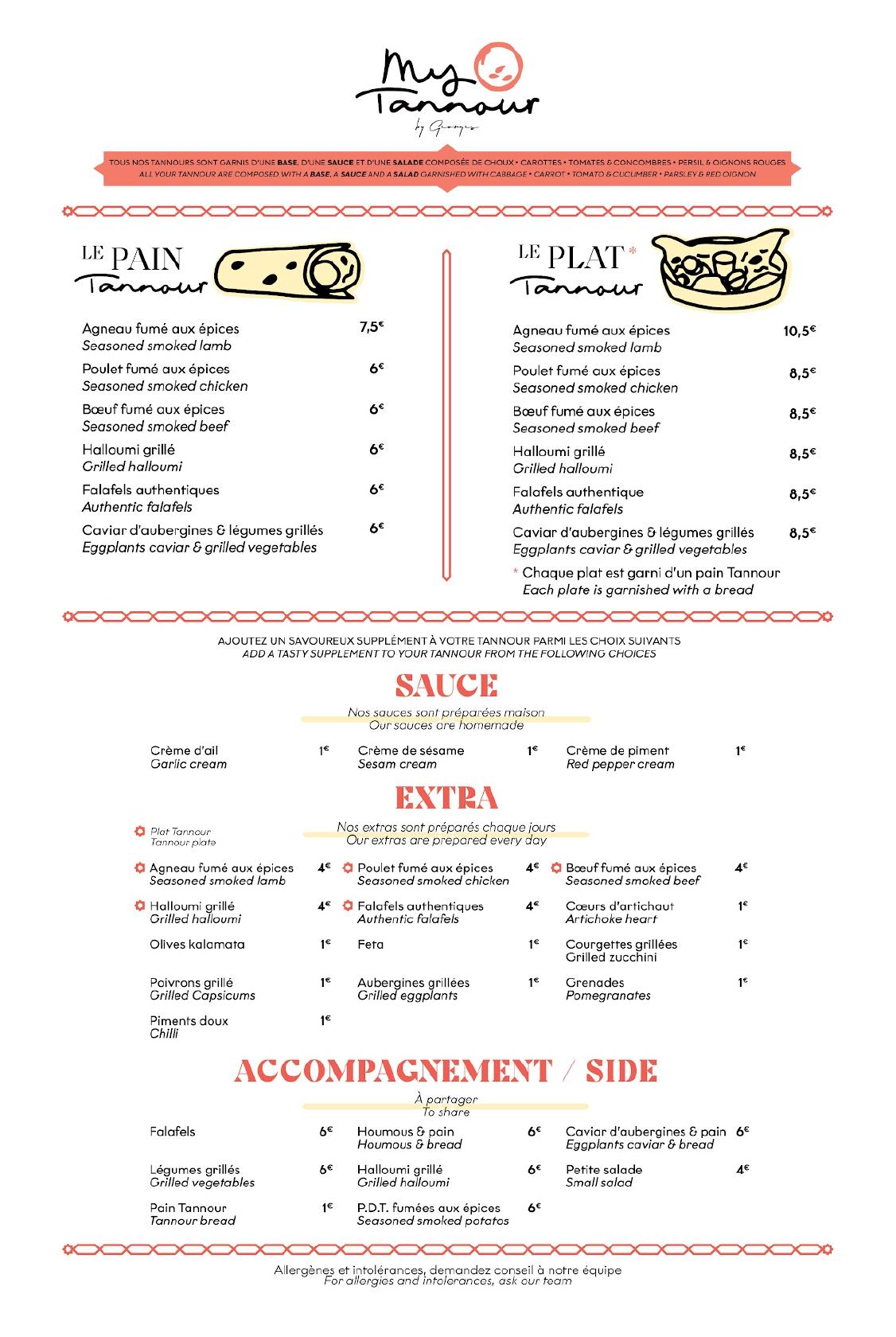 Menu at My Tannour - Ixelles, Ixelles