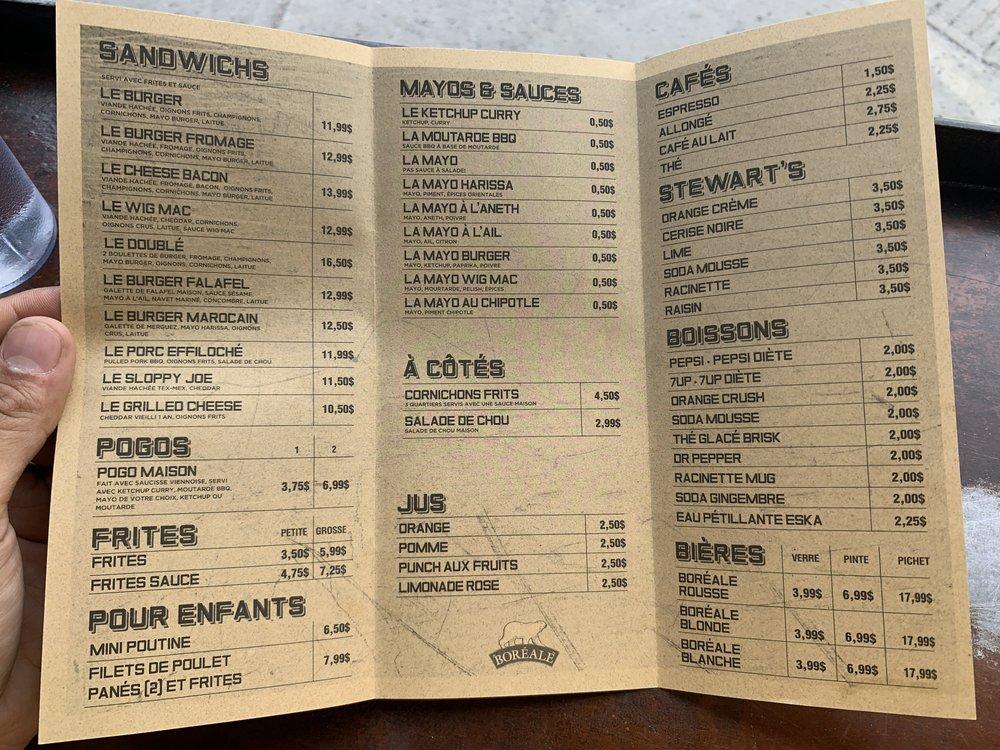 Menu at Poutine Centrale restaurant, Montréal, Rue Hochelaga