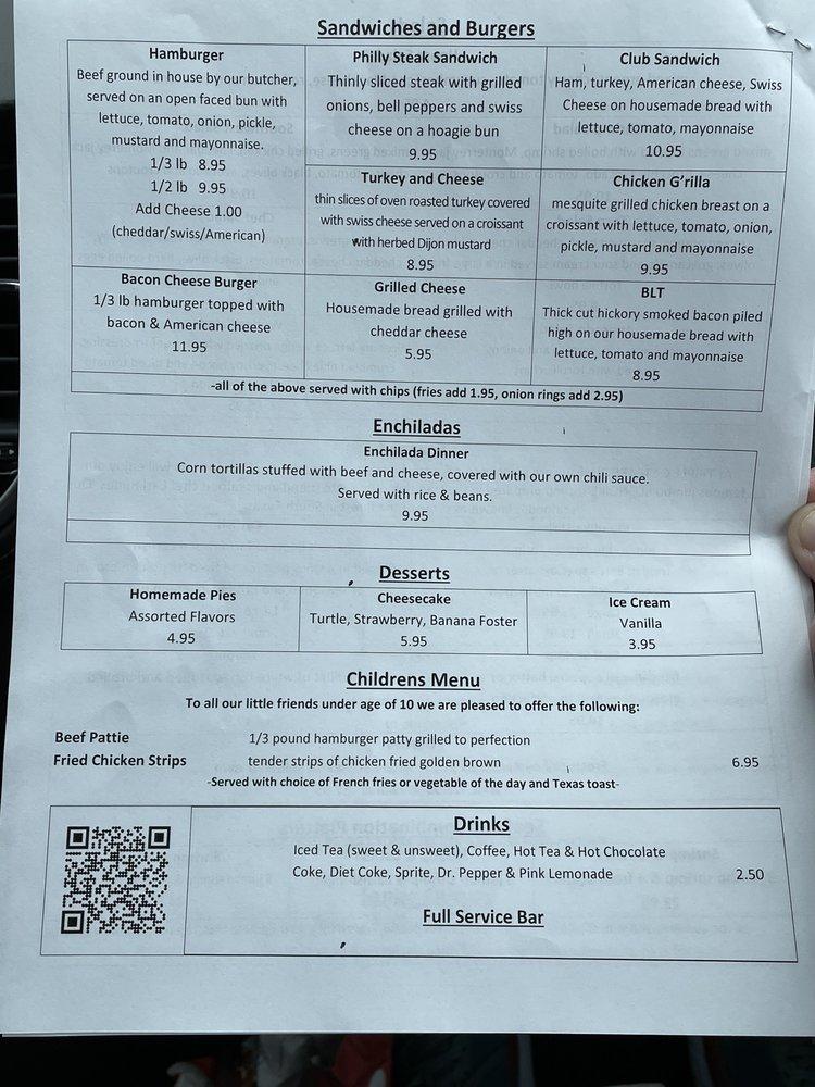 Menu at Triple C Steakhouse, Devine
