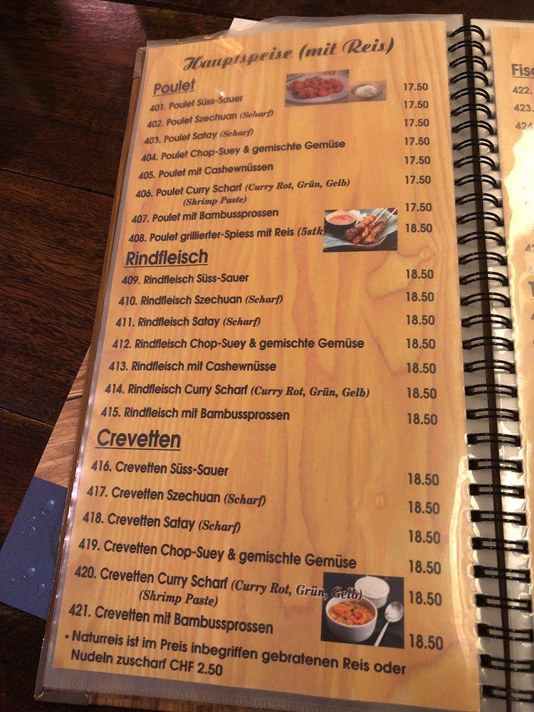 Menu at Đồng Quê, Zürich, Schaffhauserstrasse 475
