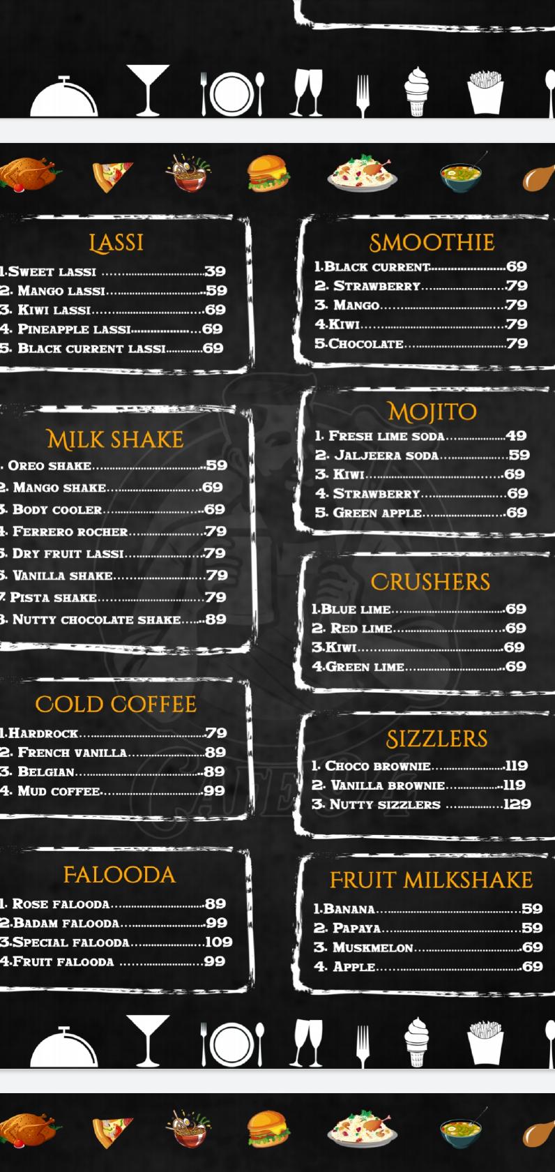 Menu at Cafe 94, Bengaluru