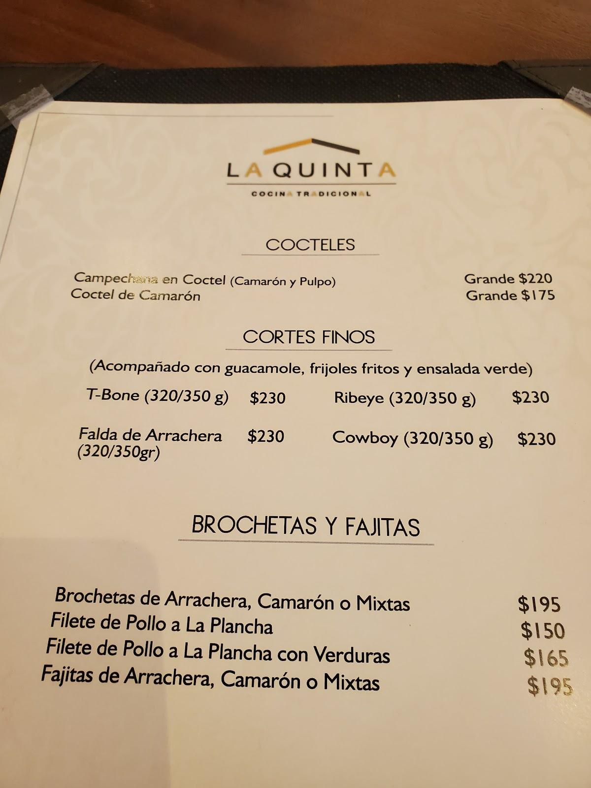 Menu at La Quinta Restaurante, El Grullo