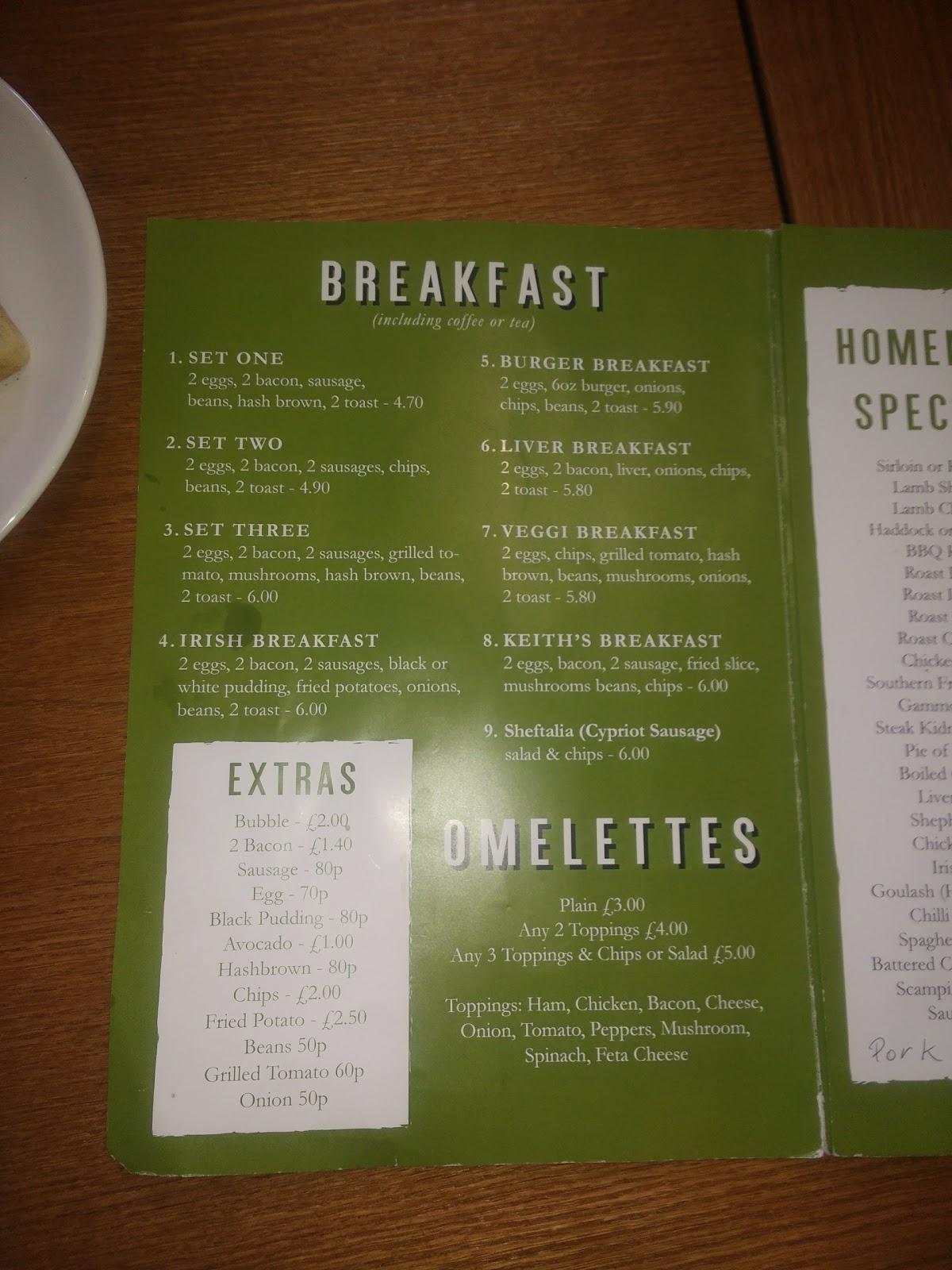 Menu at Nell's Cafe, London