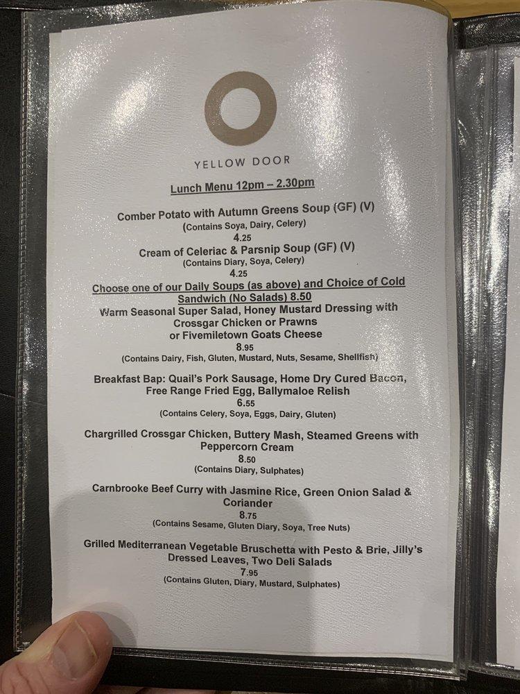 Menu at Yellow Door Deli cafe, Portadown