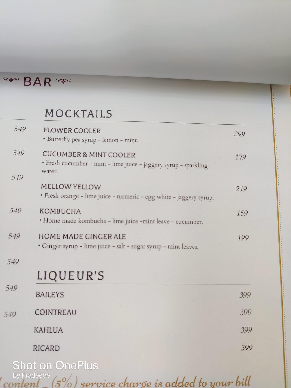 Menu at Coromandel Cafe, Puducherry
