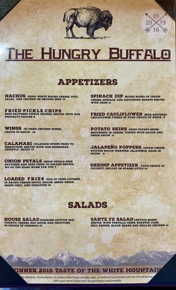 Menu at Hungry Buffalo Restaurant…DO NOT Book through Google. Must Book ...