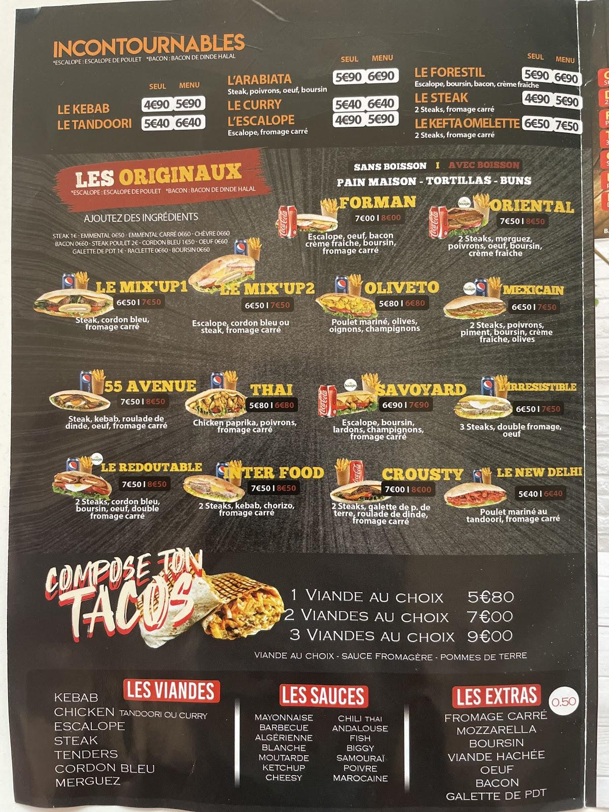 Menu at Inter Food restaurant, Trappes