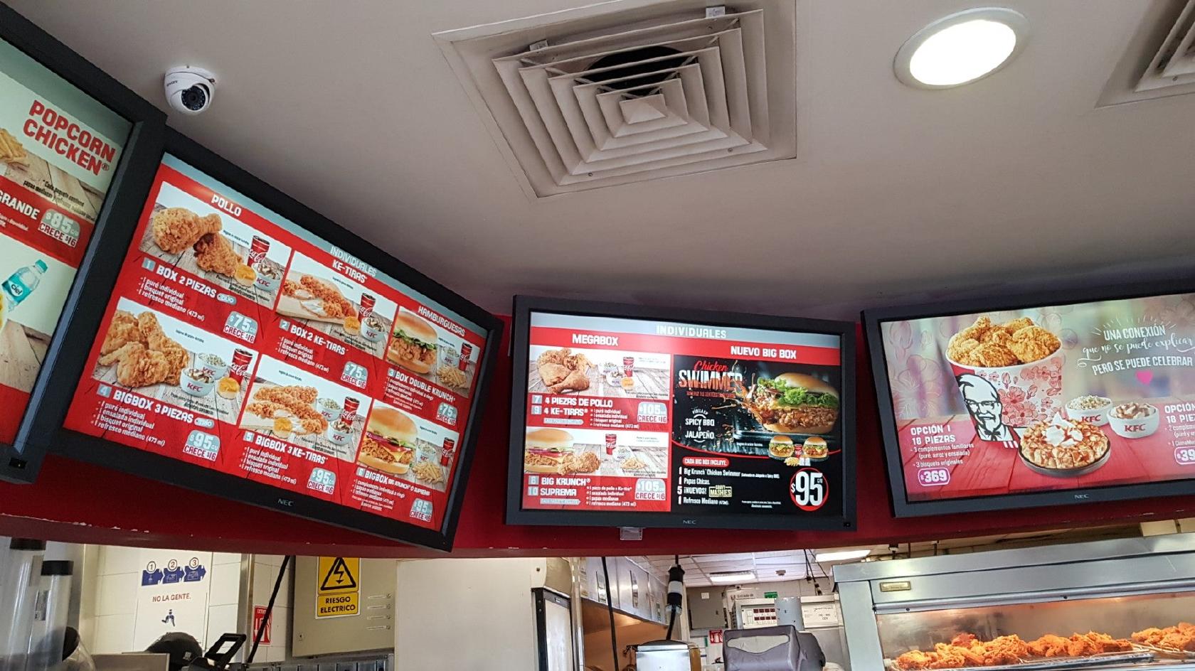Menu at KFC fast food, Mexico City, Luz Saviñon 1605
