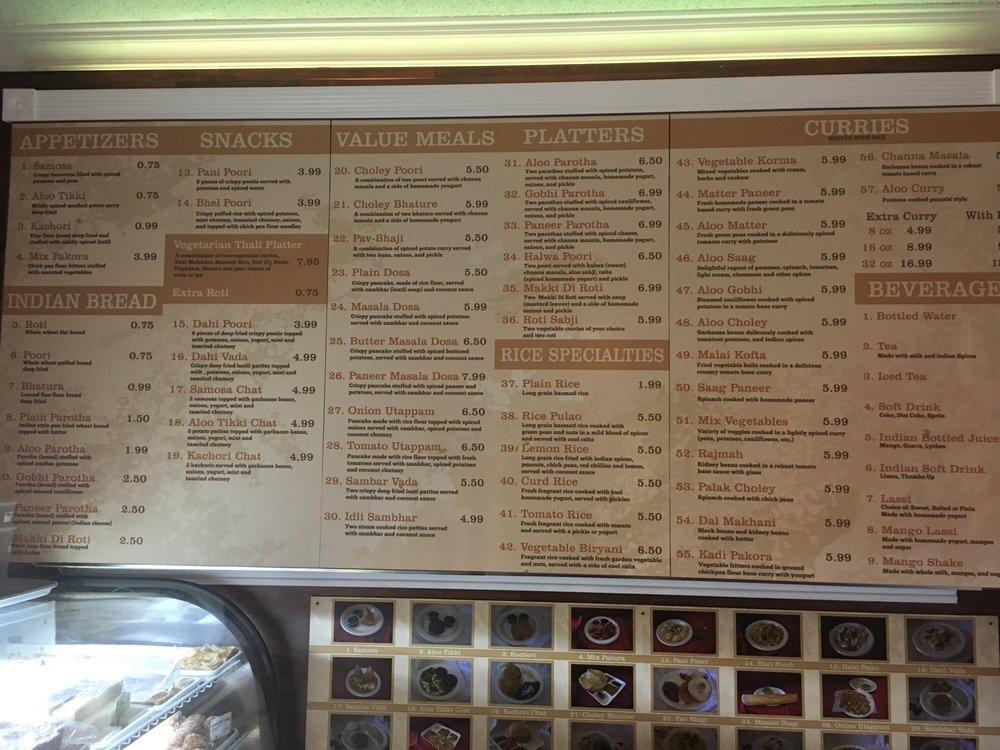 Menu at Bombay Sweets restaurant, Milwaukee, South 13th Street