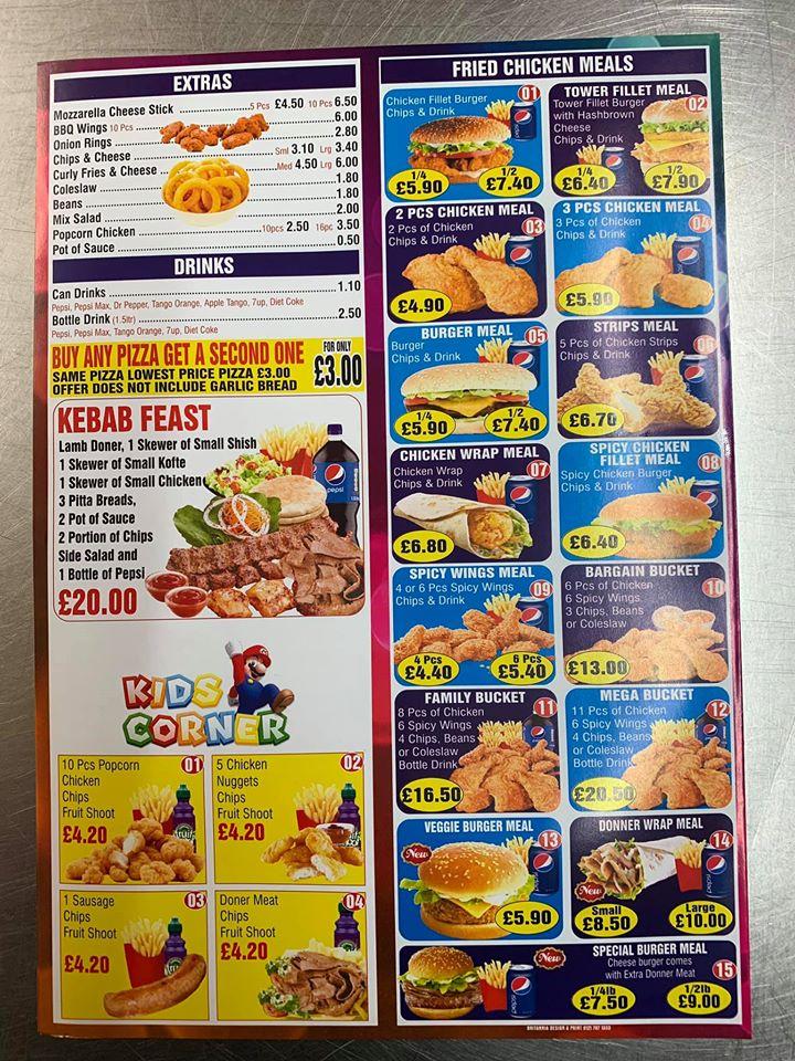 Menu at Chatteris Kebab fast food, Chatteris