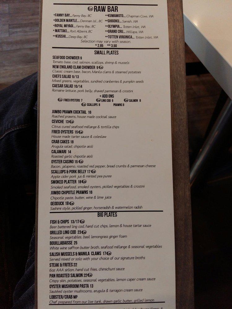 Menu at Fanny Bay Oyster Bar & Shellfish Market, Vancouver