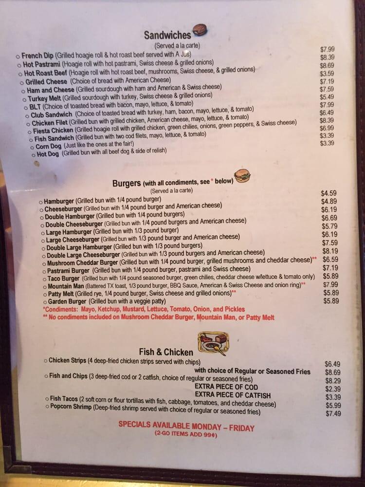 Menu at June's Cafe, Heber-Overgaard