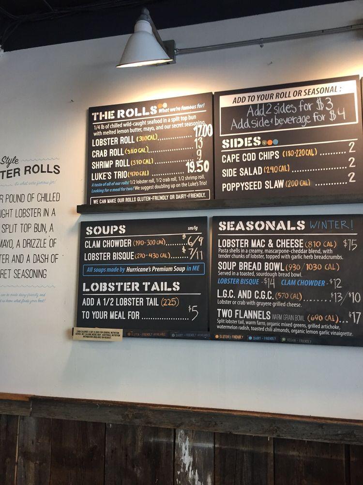 Menu at Luke's Lobster Penn Quarter restaurant, Washington, 624 E St NW