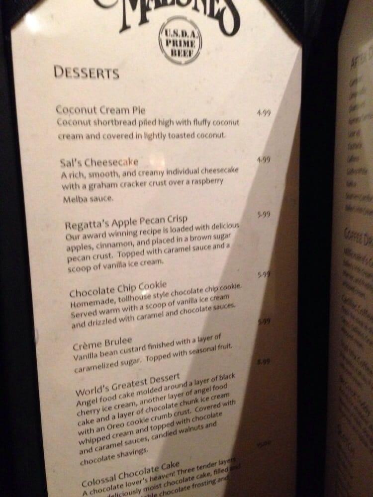 Menu at Malone's Palomar restaurant, Lexington, Palomar Centre Dr