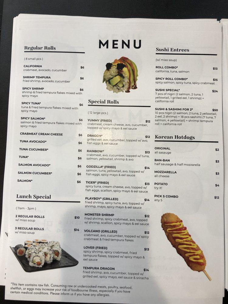 Menu at Mat-Jib - Korean Corndogs & Sushi Rolls restaurant, Cary