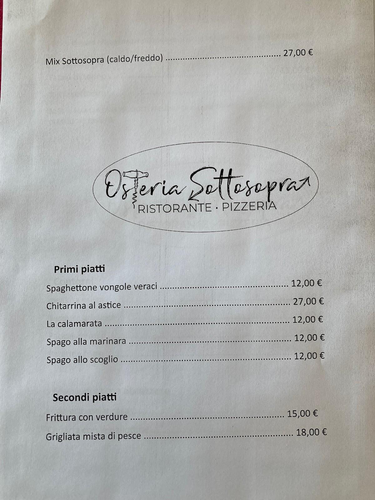 Menu au Osteria Sottosopra pub et bar, Porto Recanati