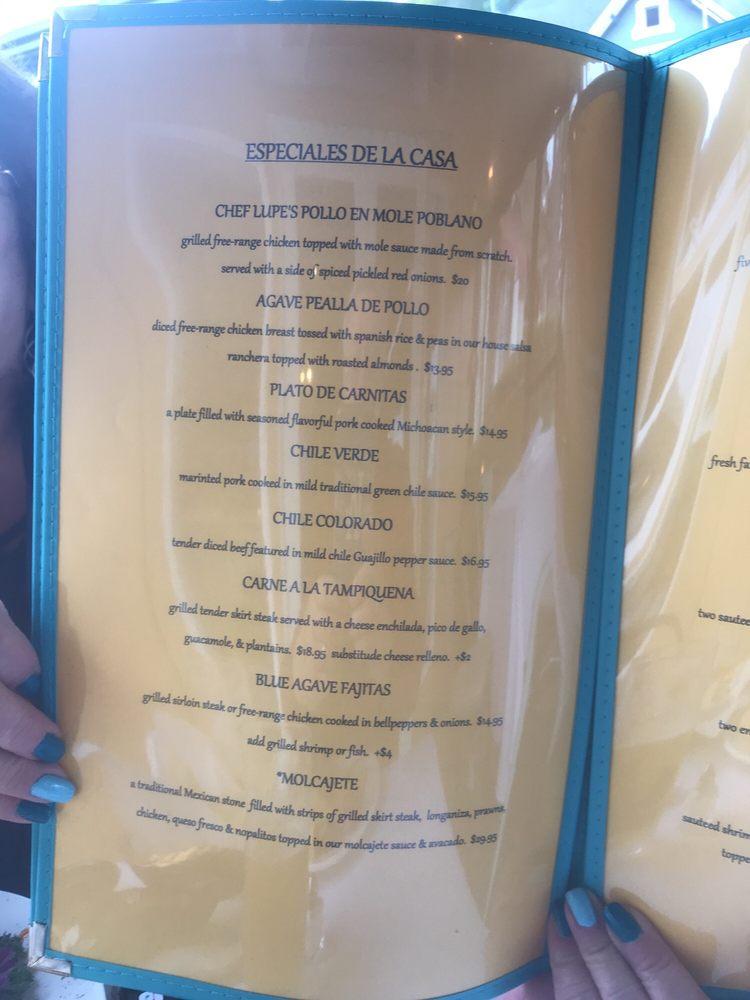 Menu at The Blue Agave pub & bar, Ventura