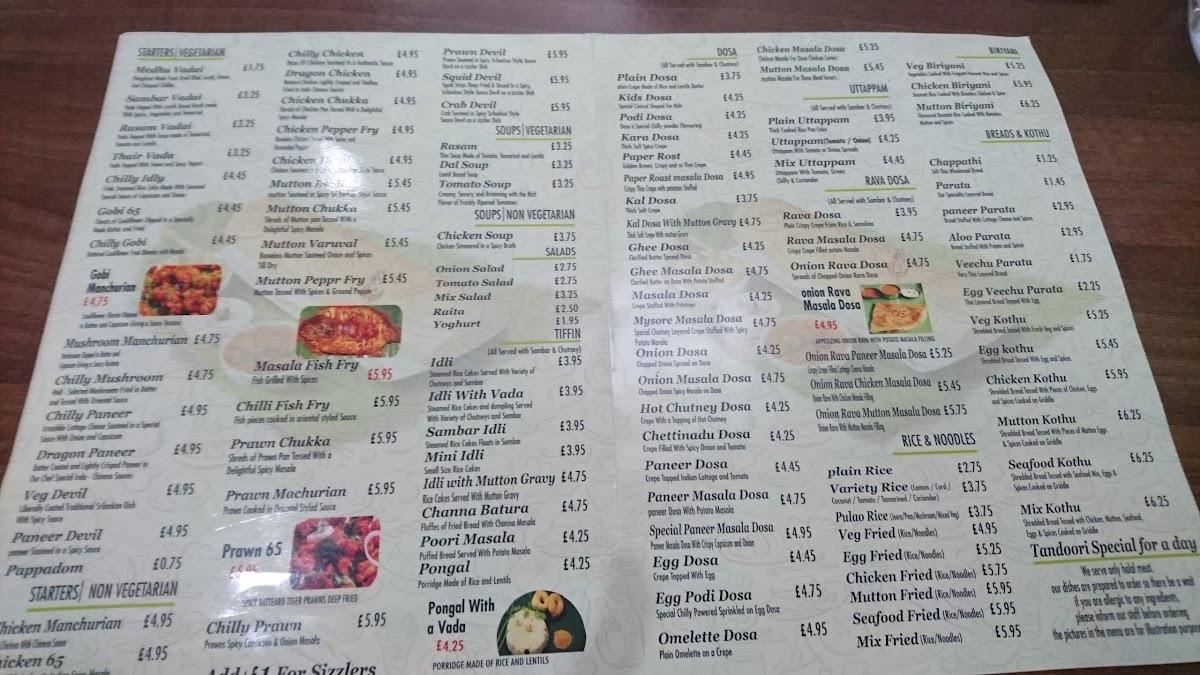 Menu at Dosa Village restaurant, Solihull