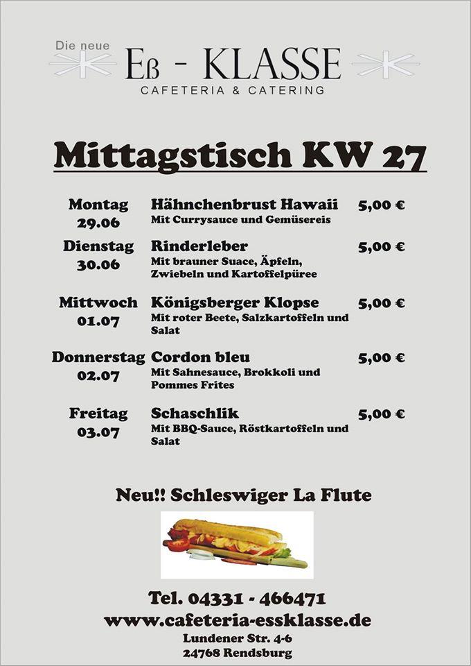 Speisekarte von Ess-Klasse Cafeteria & Catering, Rendsburg