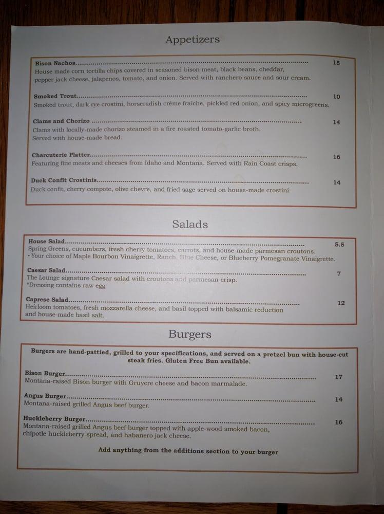 Menu at Madison Crossing Lounge pub & bar, West Yellowstone